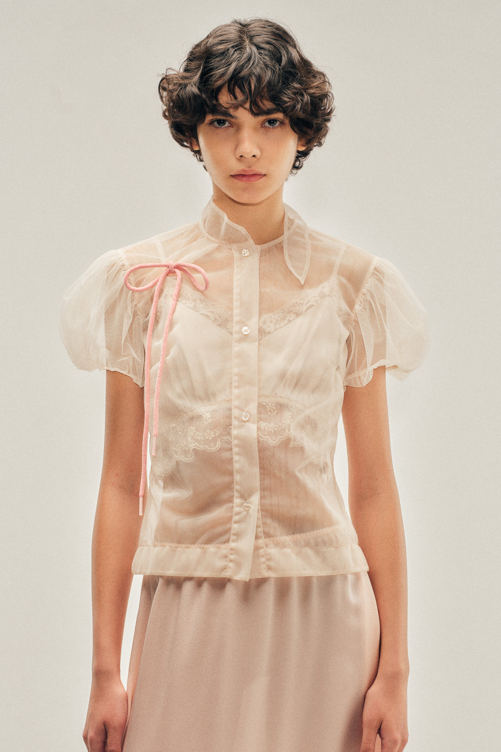 Sheer Offset Fragment Collar Puff Sleeve Shirt – Simone Rocha US